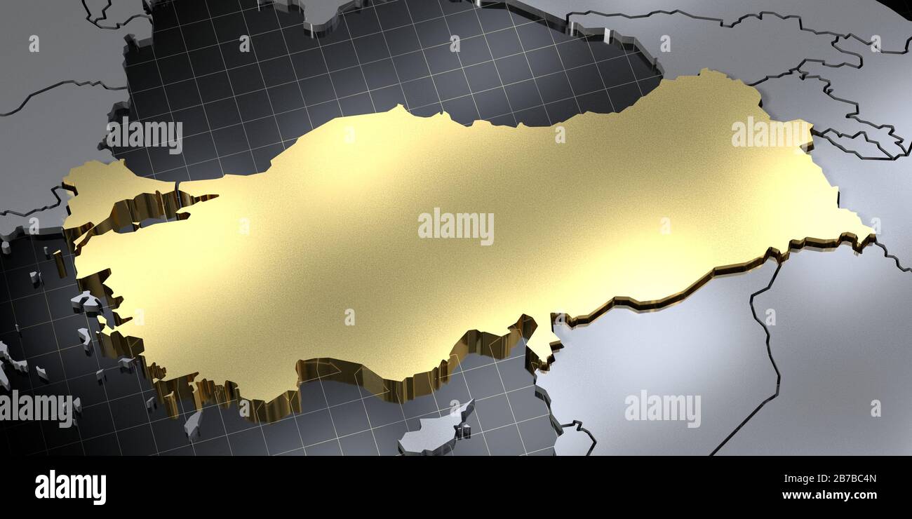 Turkey - country shape - 3D illustration Stock Photo - Alamy