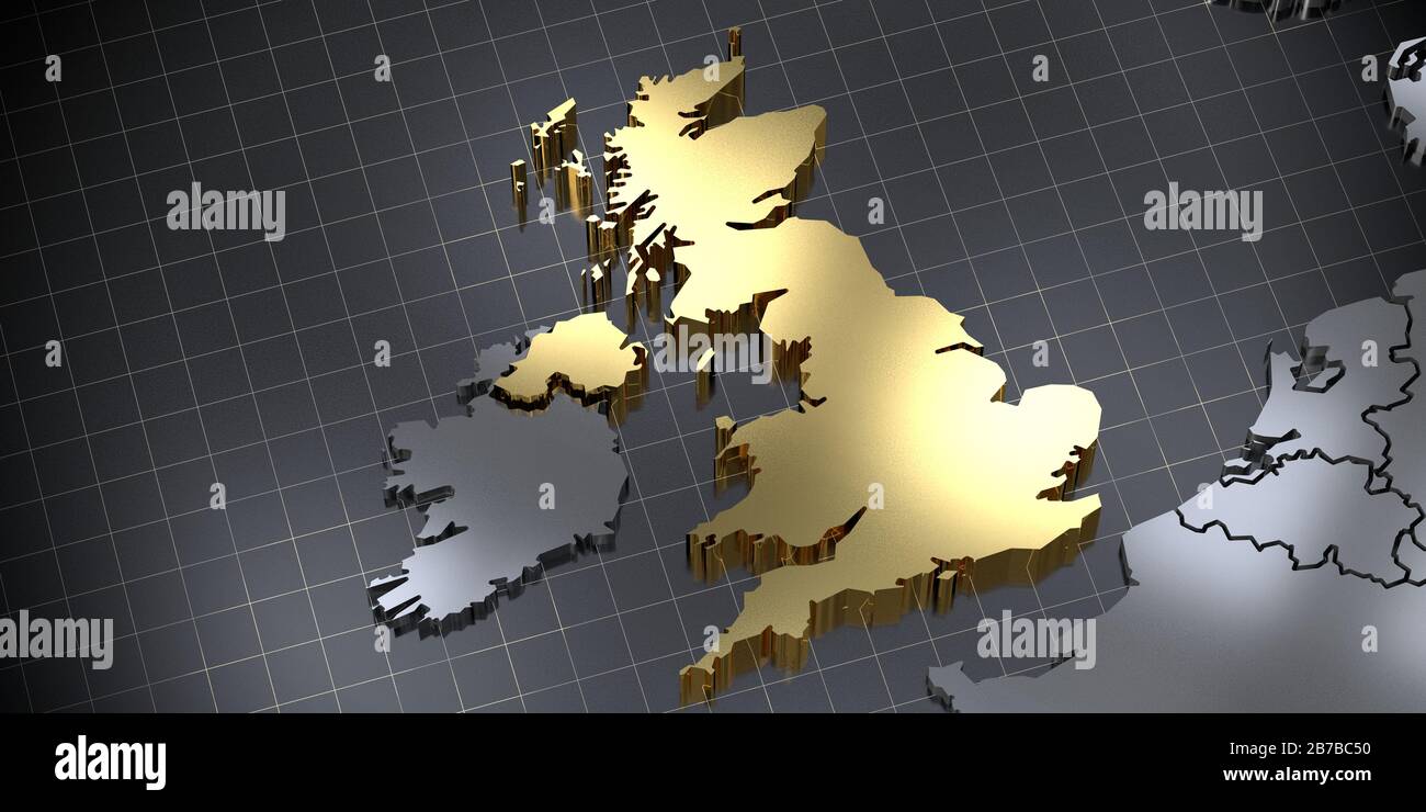 United Kingdom/ Great Britain/ England - country shape - 3D ...