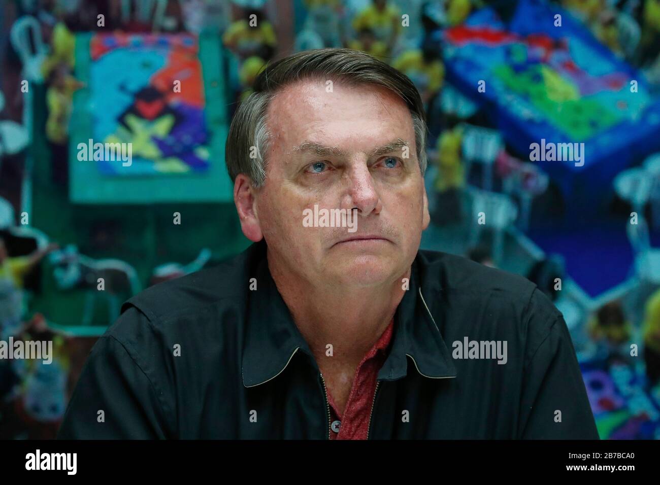Brazilian President Jair Bolsonaro during a visit to the art studio of ...