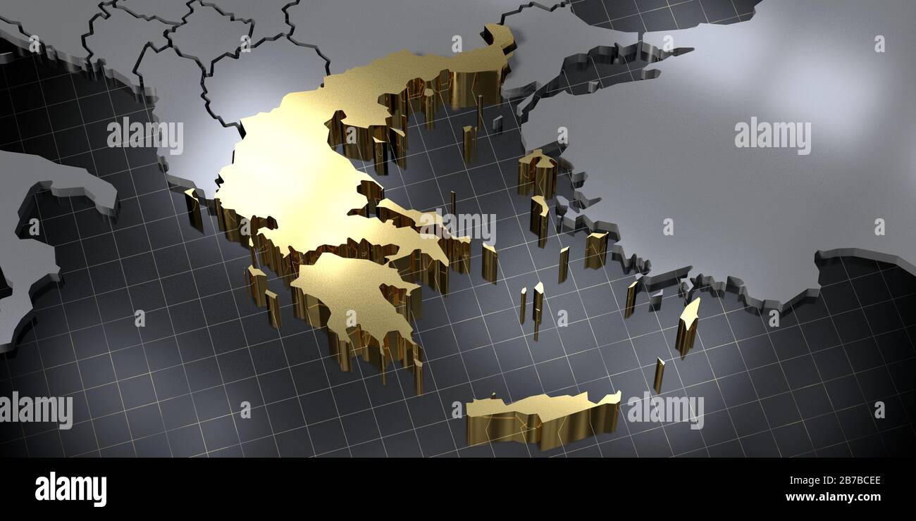 3d render map of greece hi-res stock photography and images - Alamy