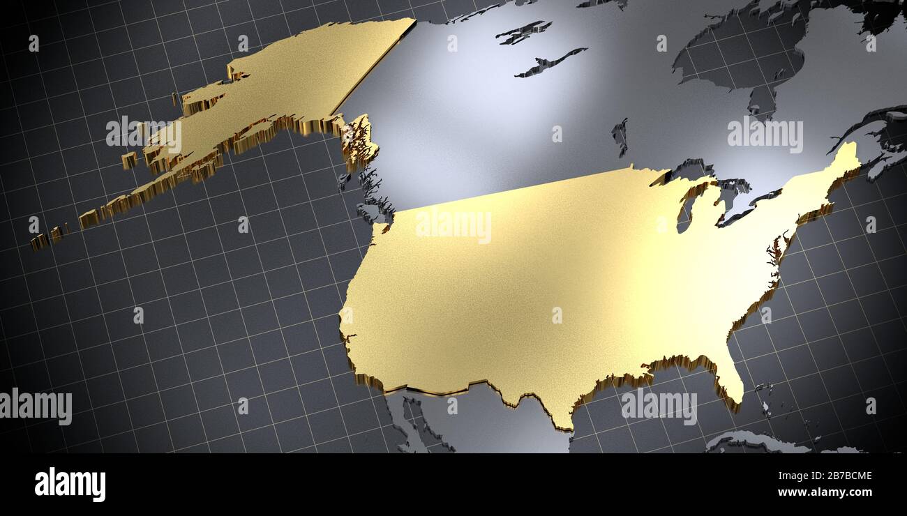 United States of America/ USA - country shape - 3D illustration Stock ...