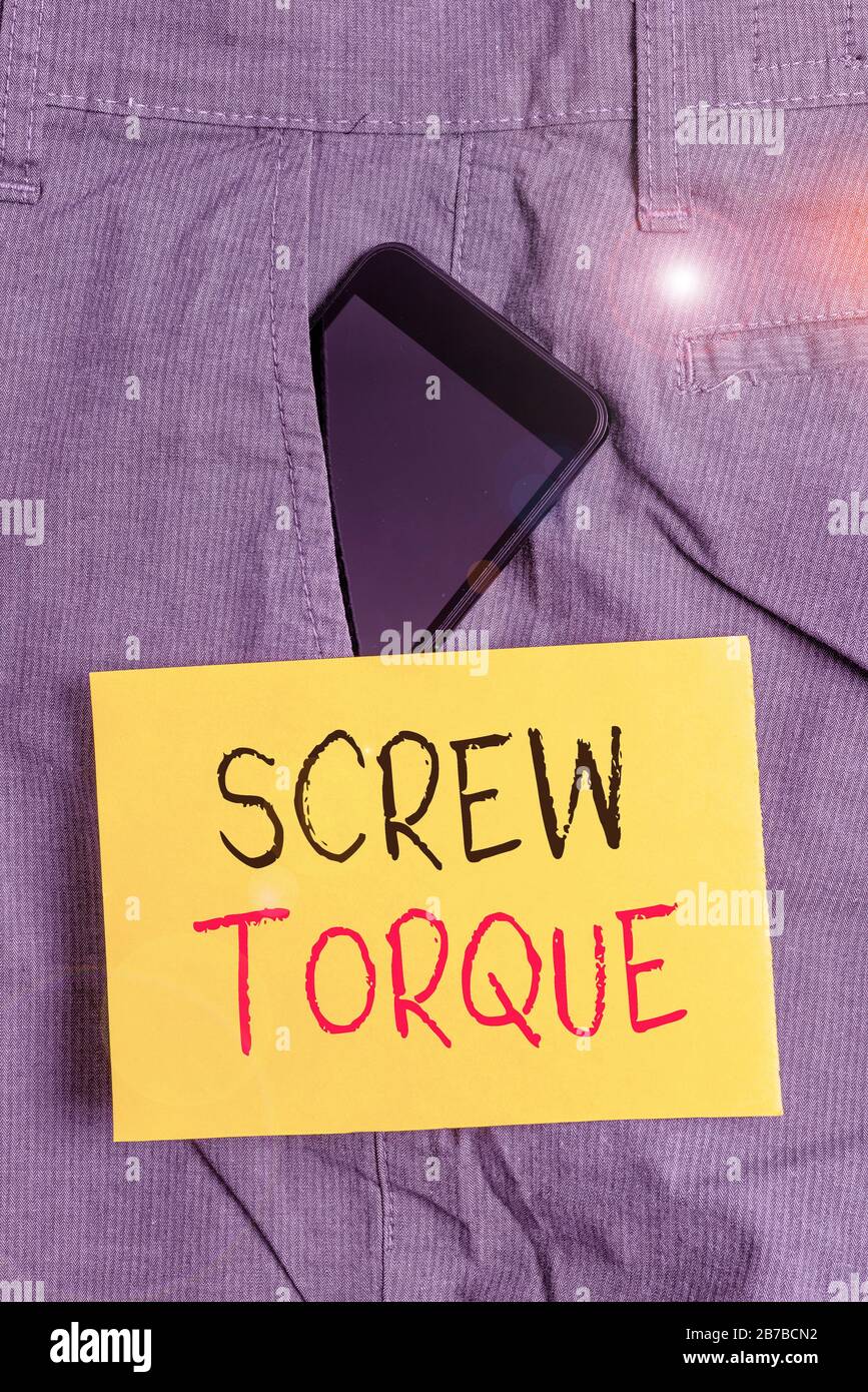 Word writing text Screw Torque. Business photo showcasing measure of ...