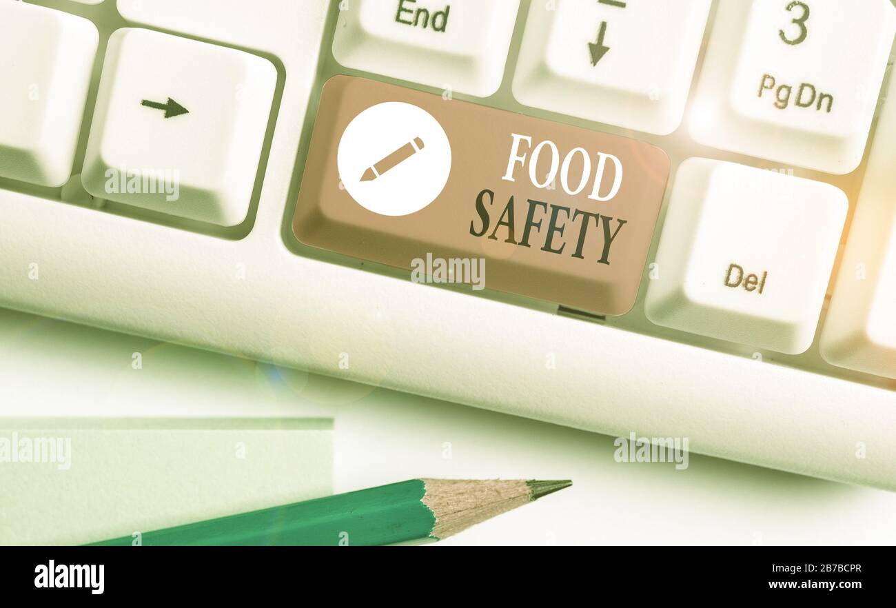 Handwriting text writing Food Safety. Conceptual photo conditions and ...