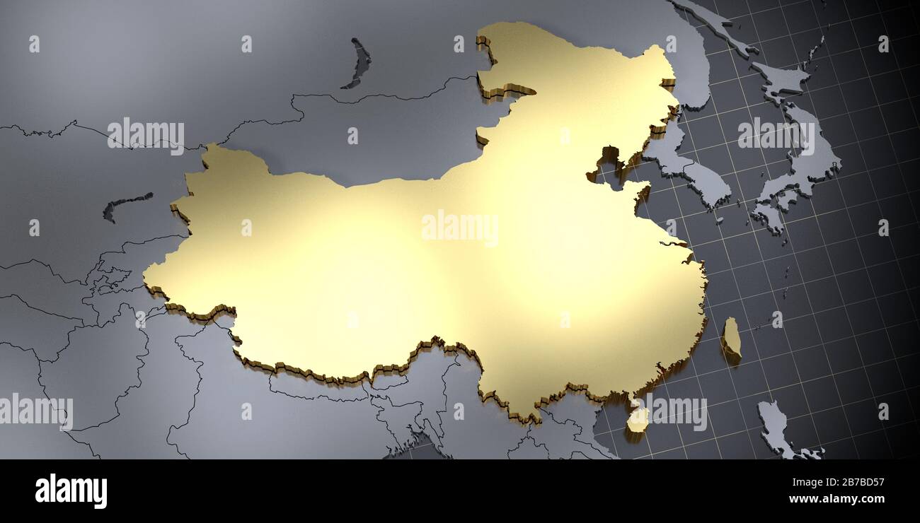 China - country shape - 3D illustration Stock Photo - Alamy