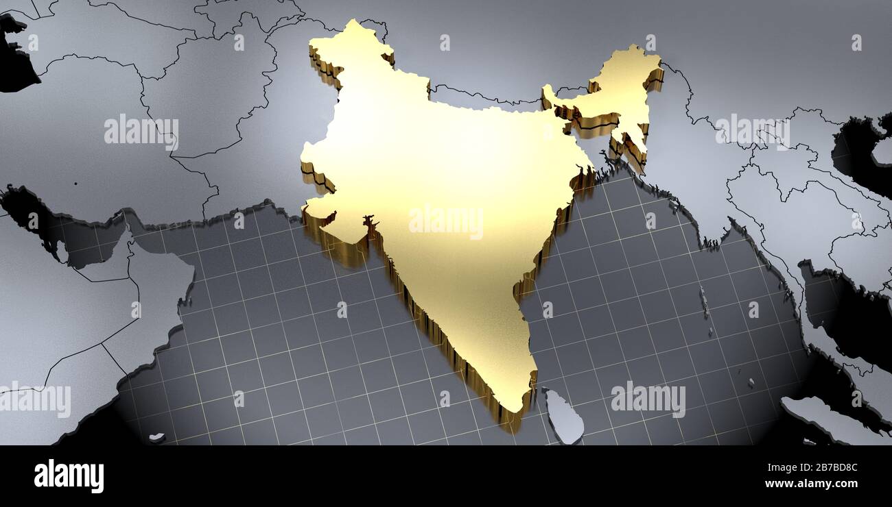 India - country shape - 3D illustration Stock Photo - Alamy