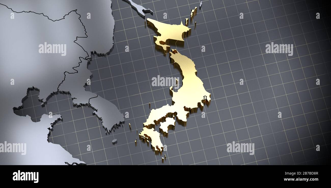 Japan - country shape - 3D illustration Stock Photo - Alamy