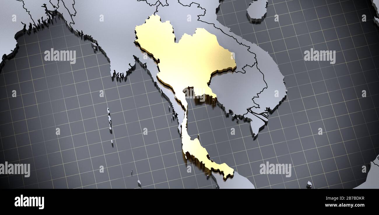 Thailand - country shape - 3D illustration Stock Photo - Alamy