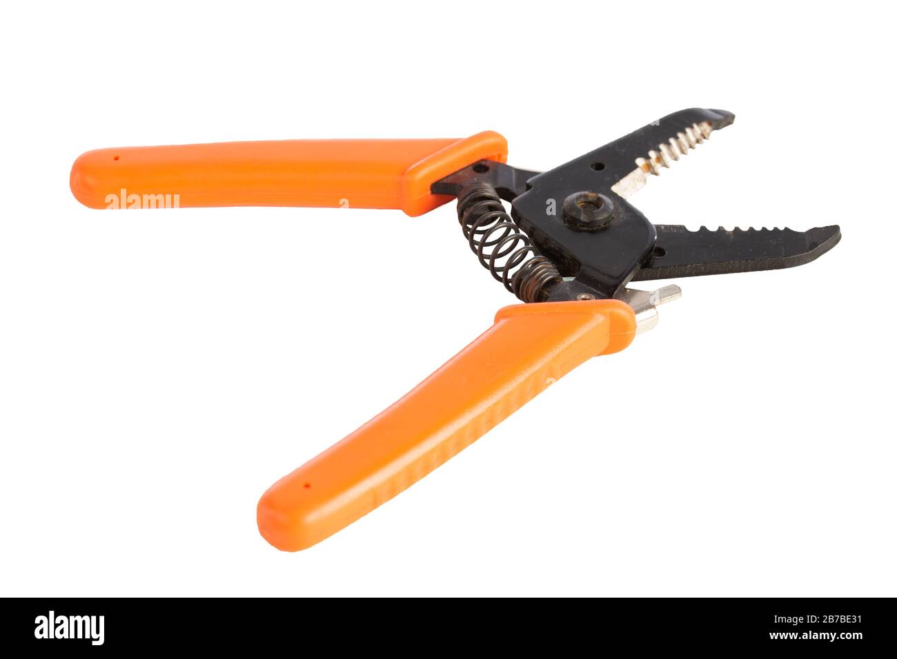 Wire stripper for stripping electrical wires on a white background ...