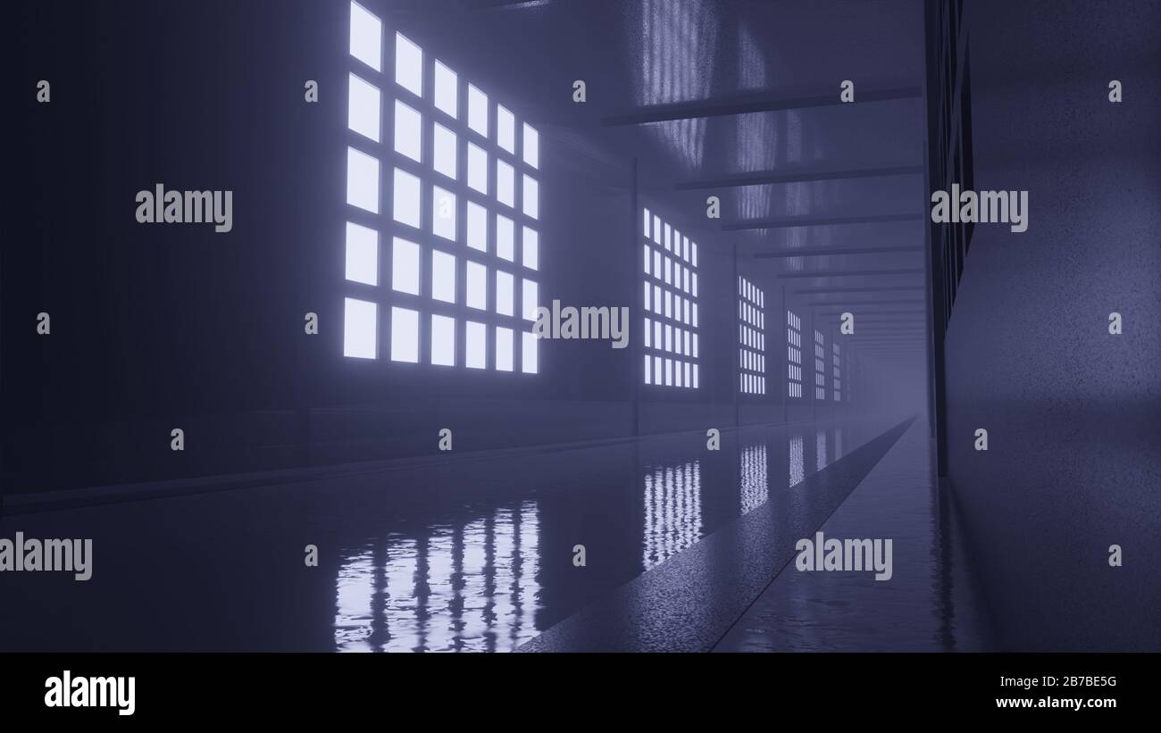 dark endless corridor hallway 3d rendering illustration Stock Photo - Alamy