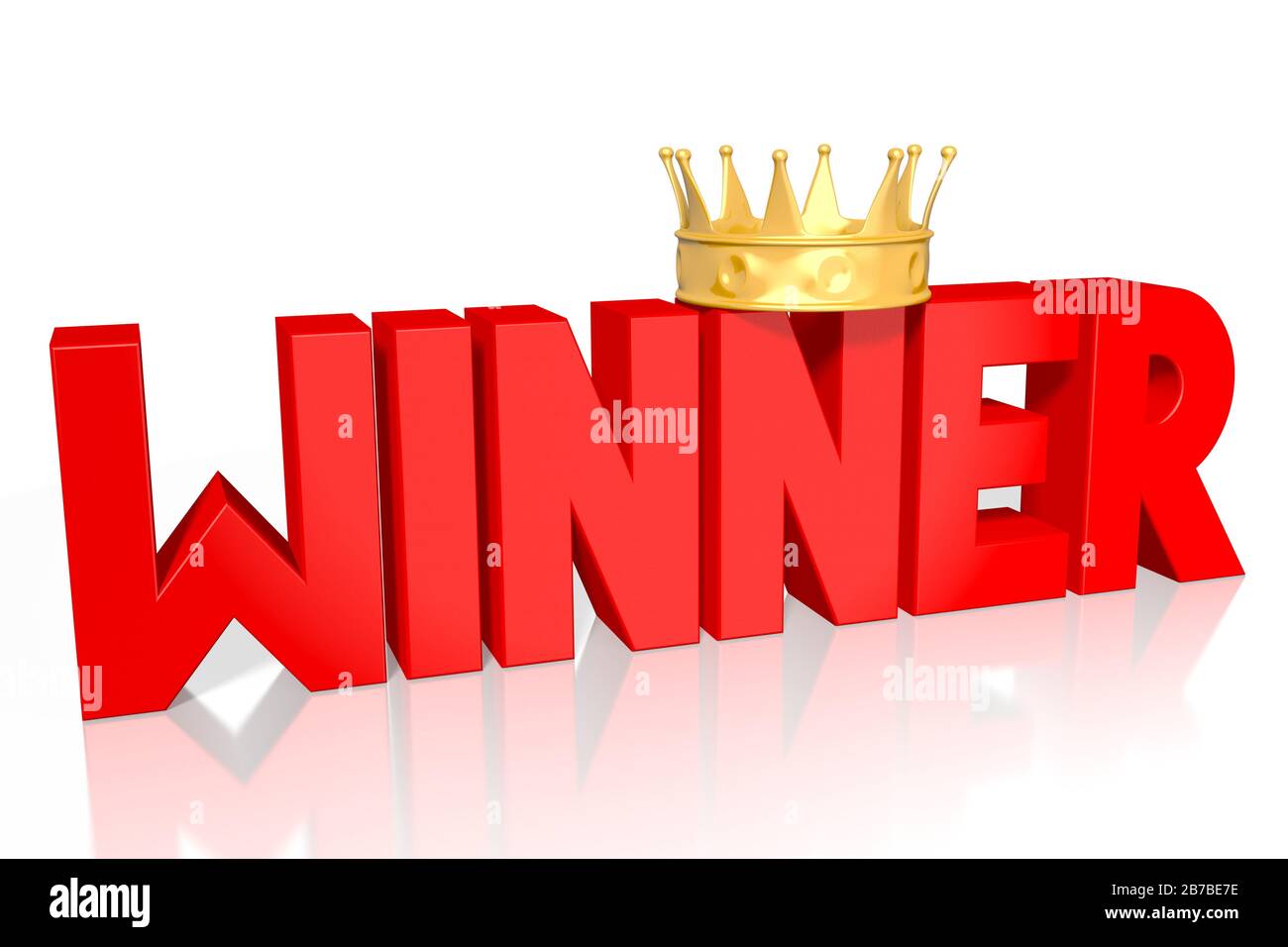 Winner concept - red word, golden crown Stock Photo - Alamy