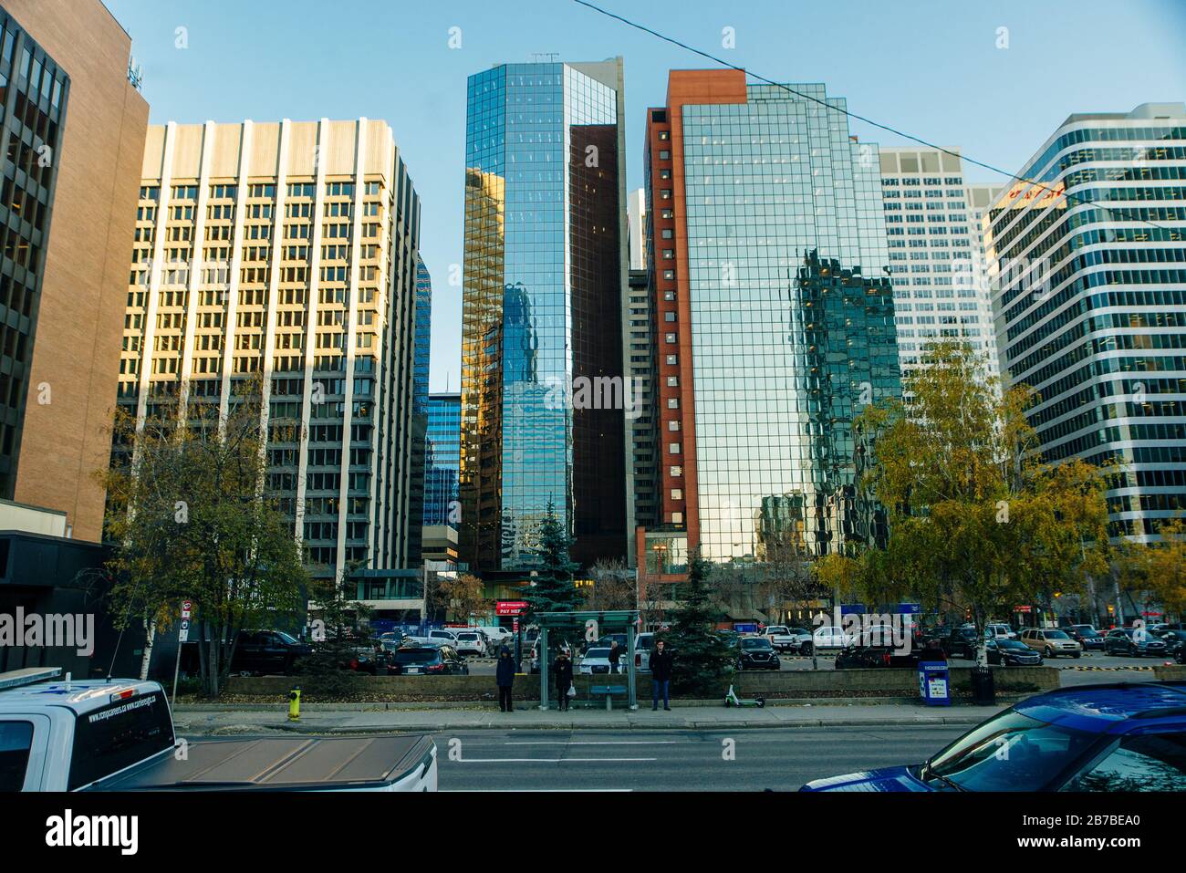 Skyscrapers towering over Calgary Alberta Canada - dec, 2019 Stock ...