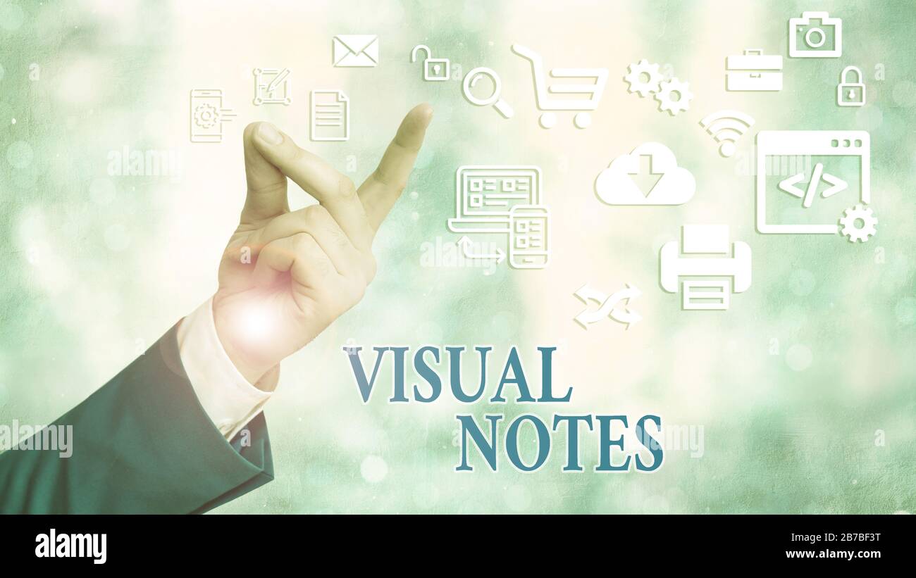 Text sign showing Visual Notes. Business photo showcasing process of ...