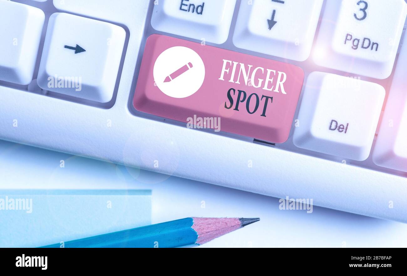 Handwriting text writing Finger Spot. Conceptual photo Small ...