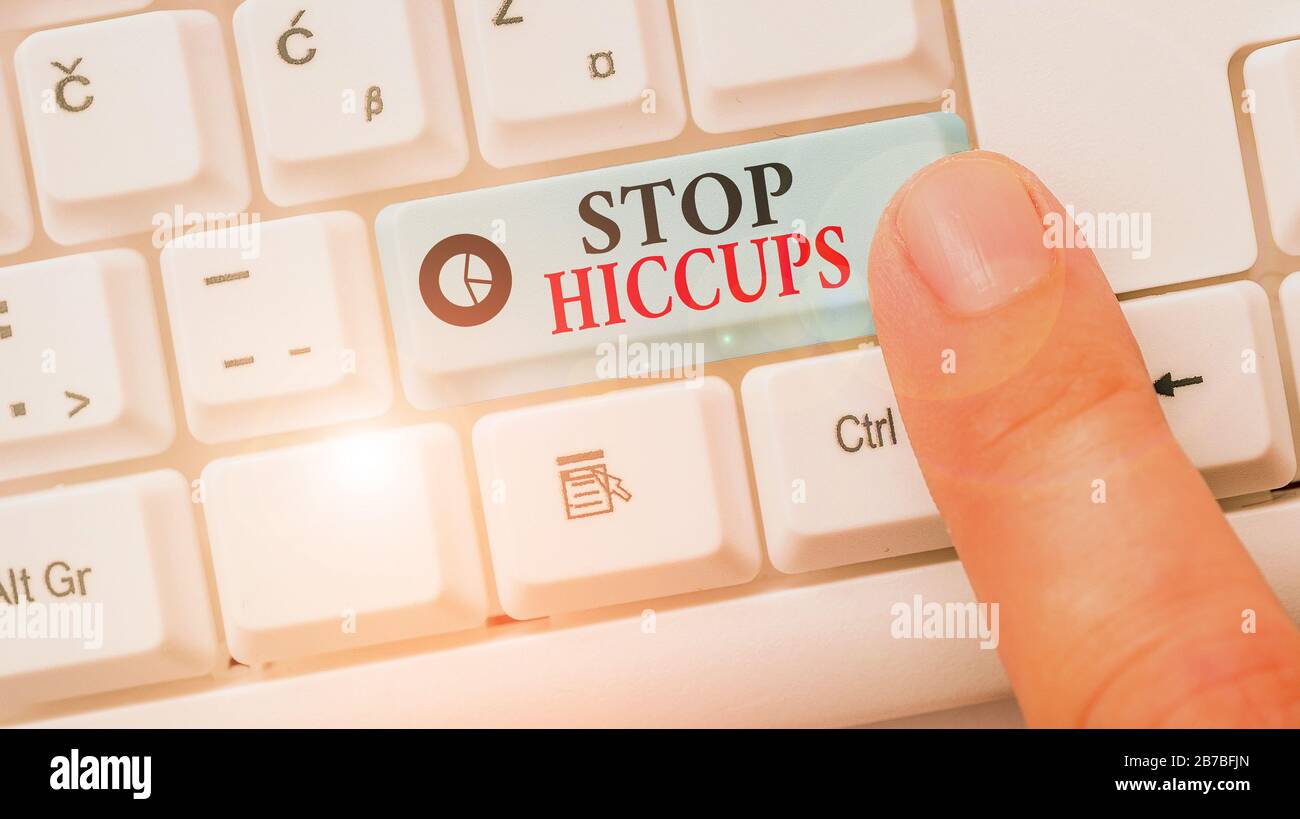 Conceptual hand writing showing Stop Hiccups. Concept meaning get rid ...