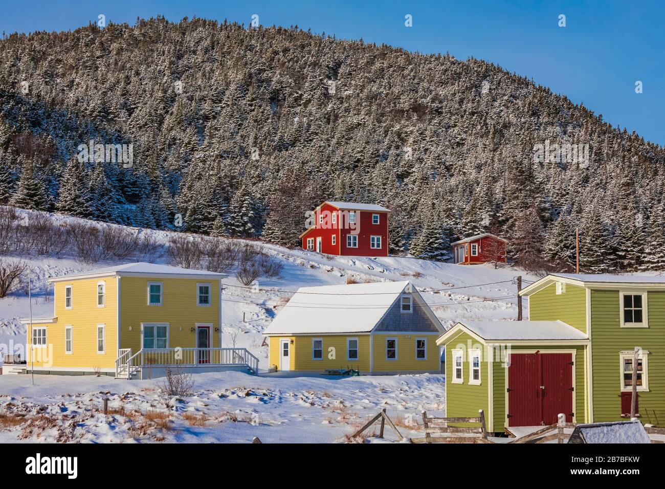 Winter in the fishing village of Dunfield, Newfoundland, Canada [No ...