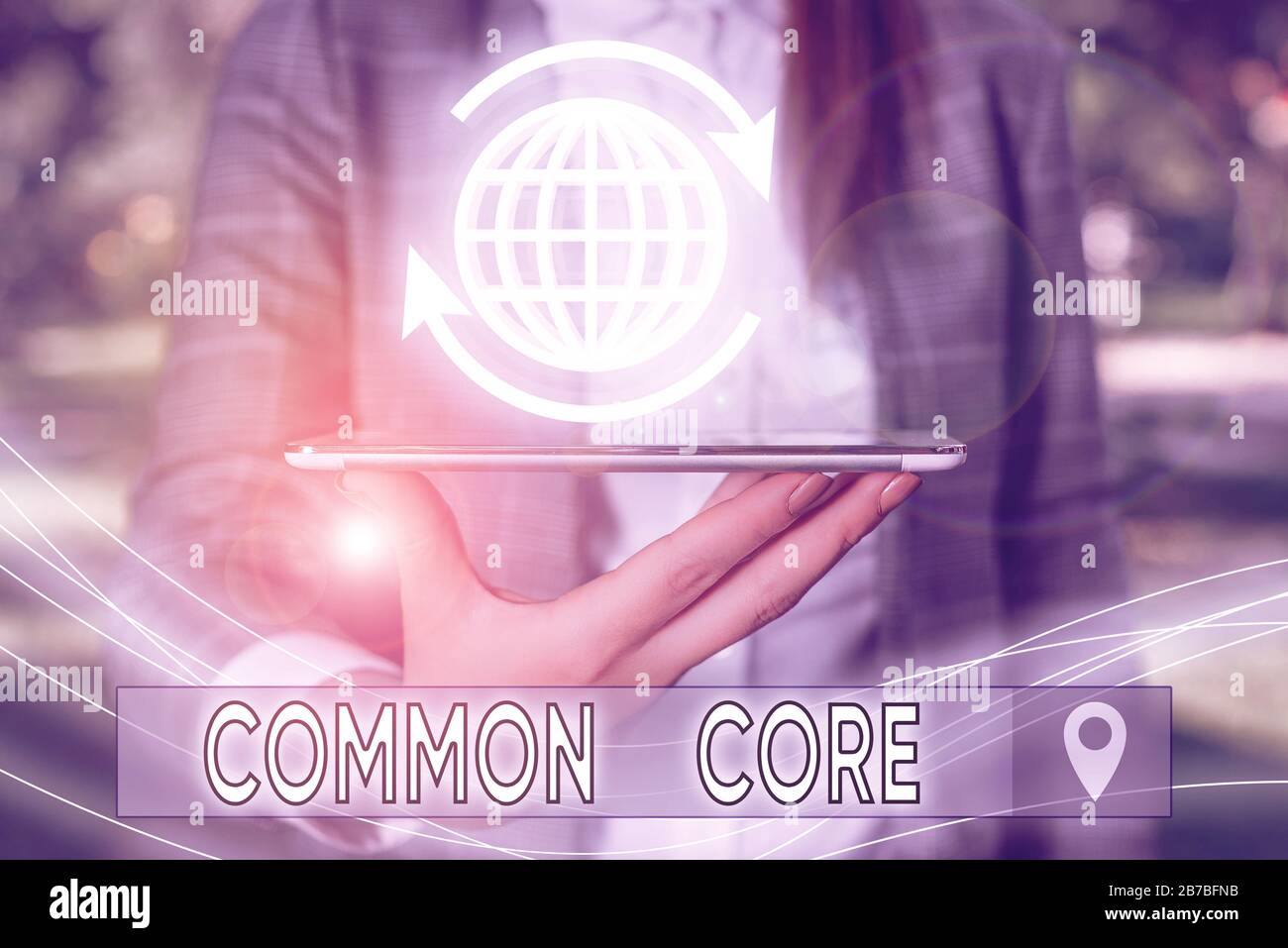 Conceptual hand writing showing Common Core. Concept meaning set of ...