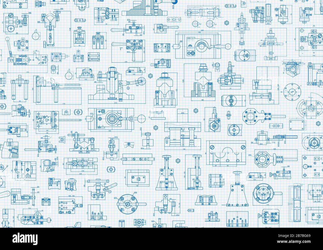 Technical drawing background . Mechanical Engineering drawing. Engine ...