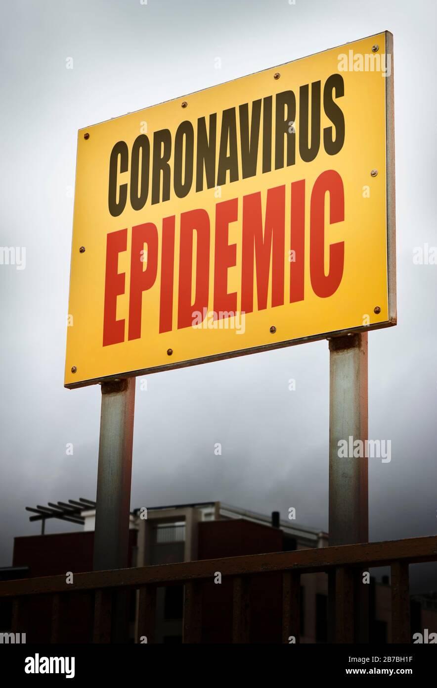 Coronavirus disease epidemic yellow danger warning sign Stock Photo - Alamy