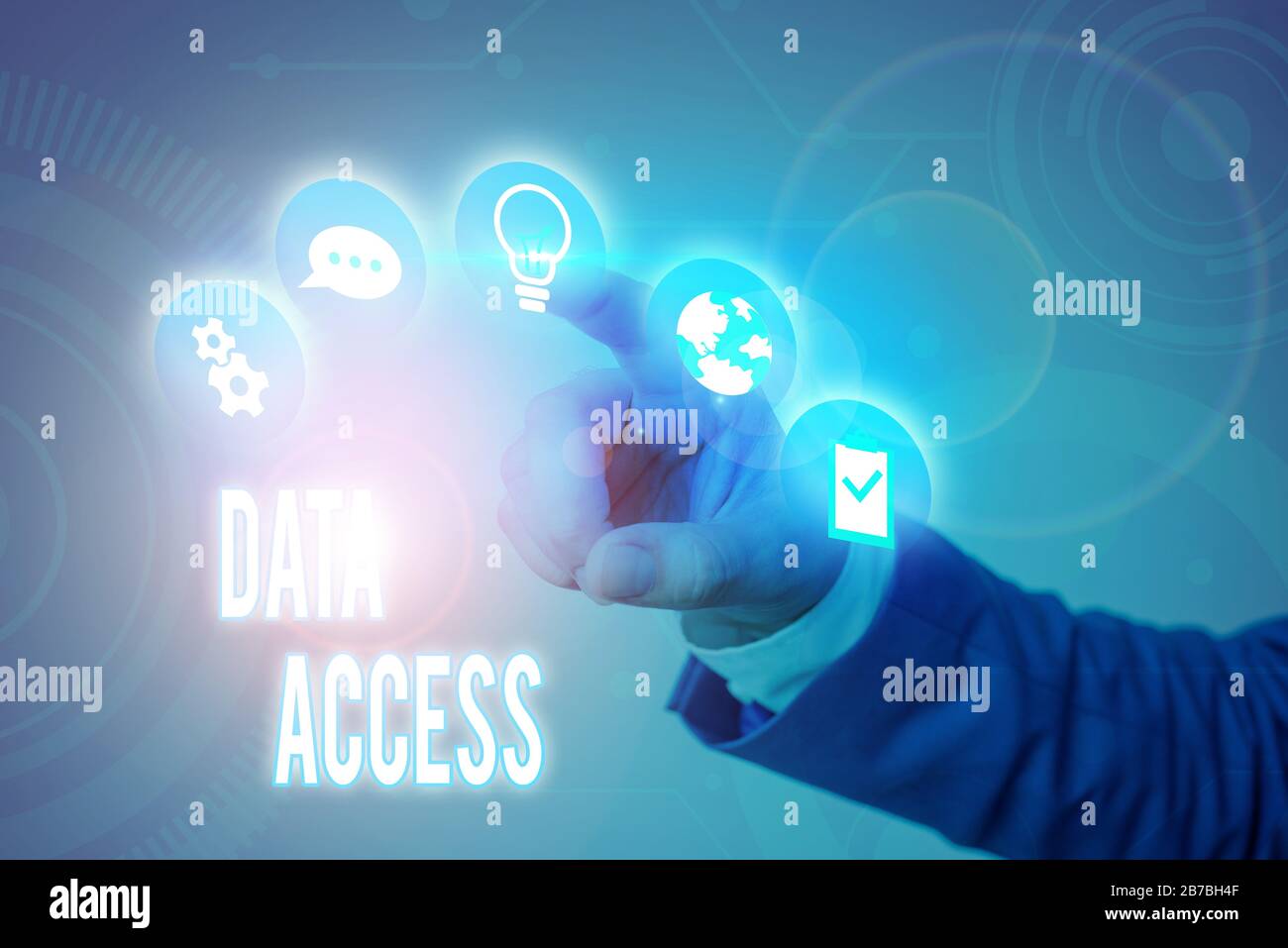 Writing note showing Data Access. Business concept for a user s is ability to access data stored ...