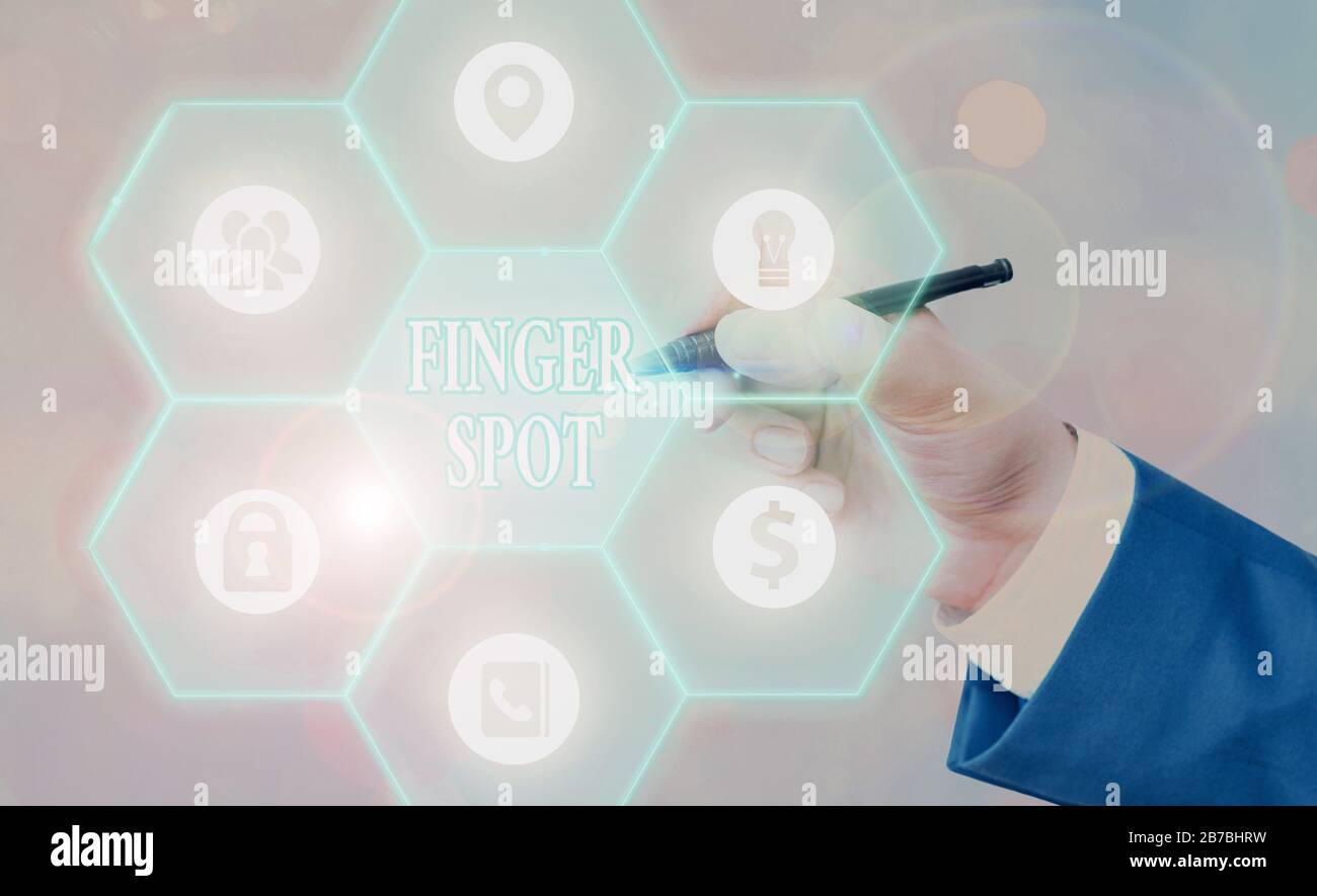 Writing note showing Finger Spot. Business concept for Small ... Writing note showing Finger Spot. Business concept for Small ...