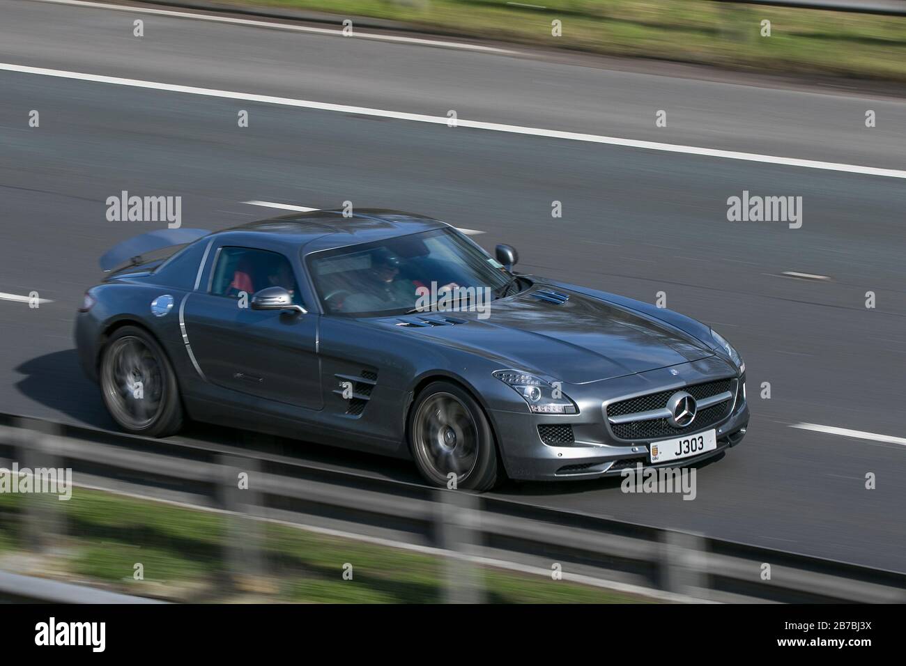 J303 Mercedes Benz sls driving on the M6 motorway near Preston in ...