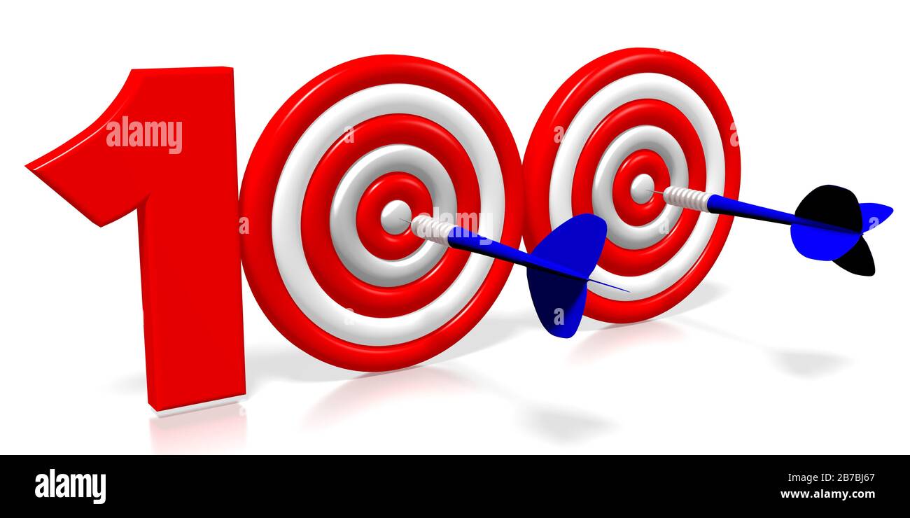 3D darts illustration - hundred (100 Stock Photo - Alamy