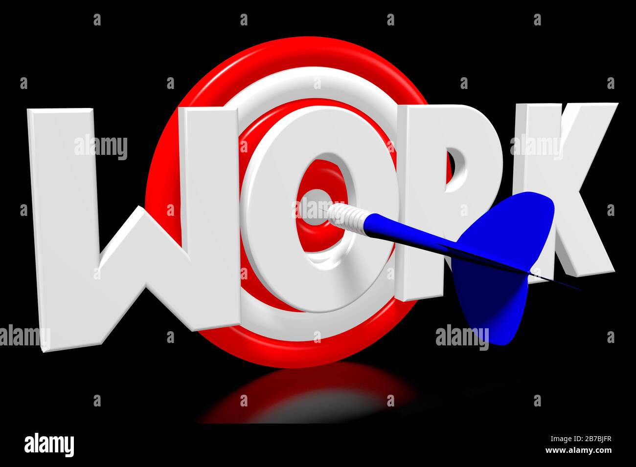 3D word/ darts illustration, black background - work Stock Photo - Alamy