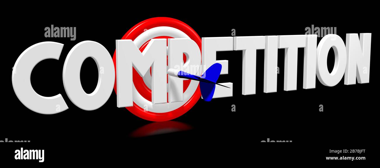 3D word/ darts illustration, black background - competition Stock Photo ...