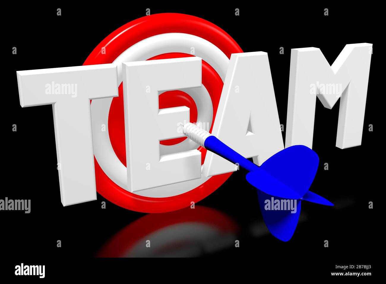 3D word/ darts illustration, black background - team Stock Photo - Alamy