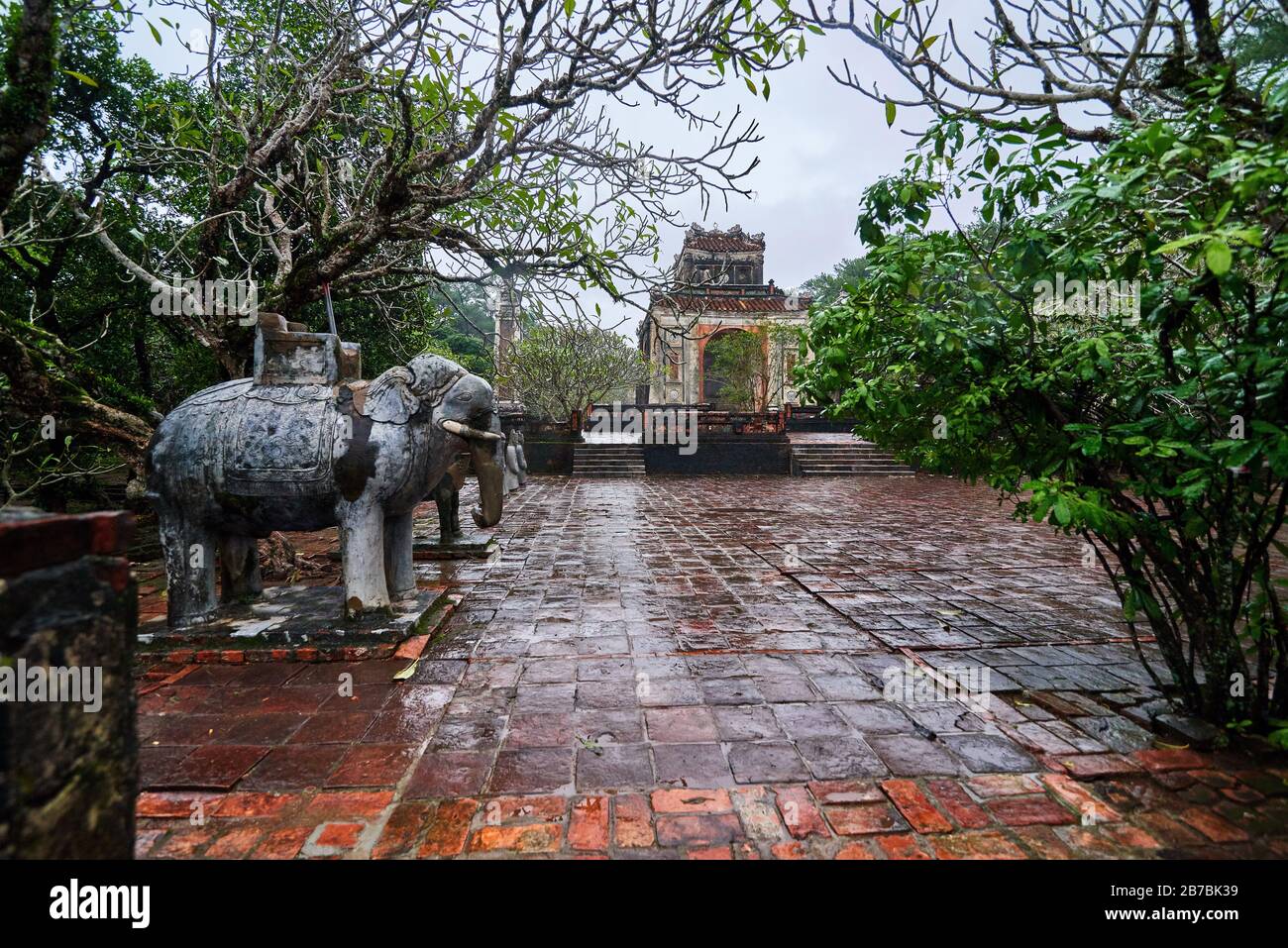Ceremonial courtyard flanked with statues.Imperial Tomb of Emperor Tu ...