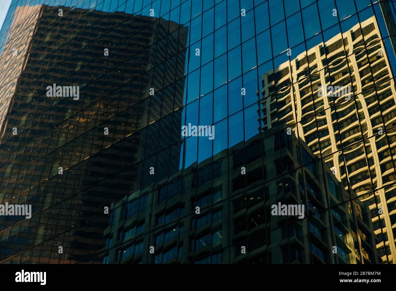 view of Calgary downtown on Centre Street showing tall corporate office ...