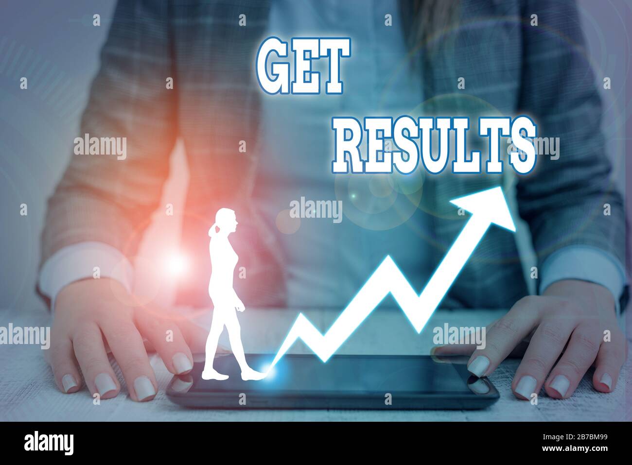 Word writing text Get Results. Business photo showcasing to proceed or arise as a consequence ...