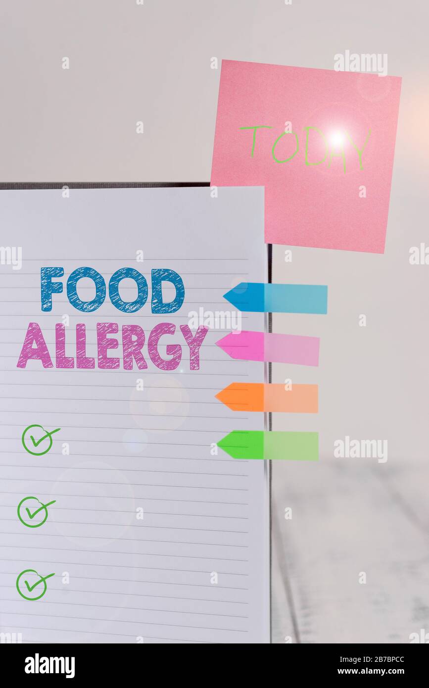 Writing note showing Food Allergy. Business concept for an abnormal ...