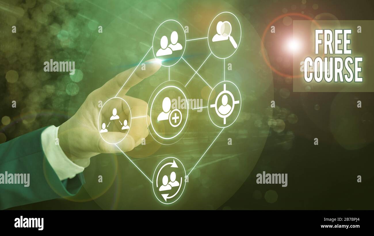 Writing note showing Free Course. Business concept for series of ...