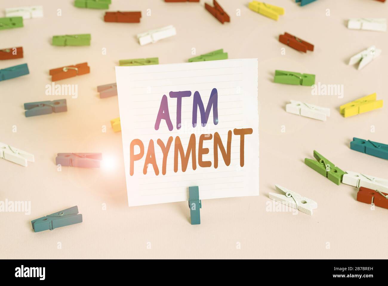 Word writing text Atm Payment. Business photo showcasing Cashless ...