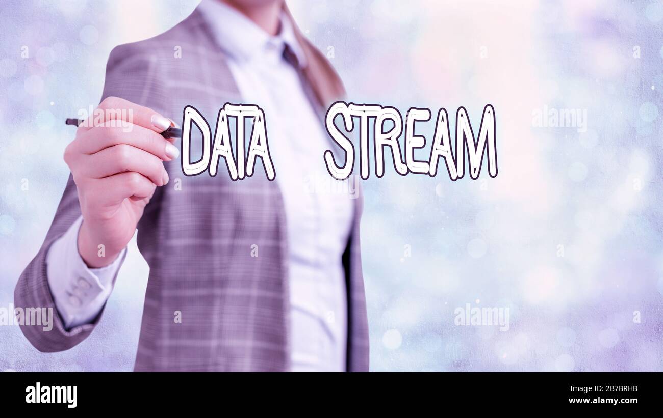 Writing Note Showing Data Stream Business Concept For Sequence Of Digitally Encoded Coherent