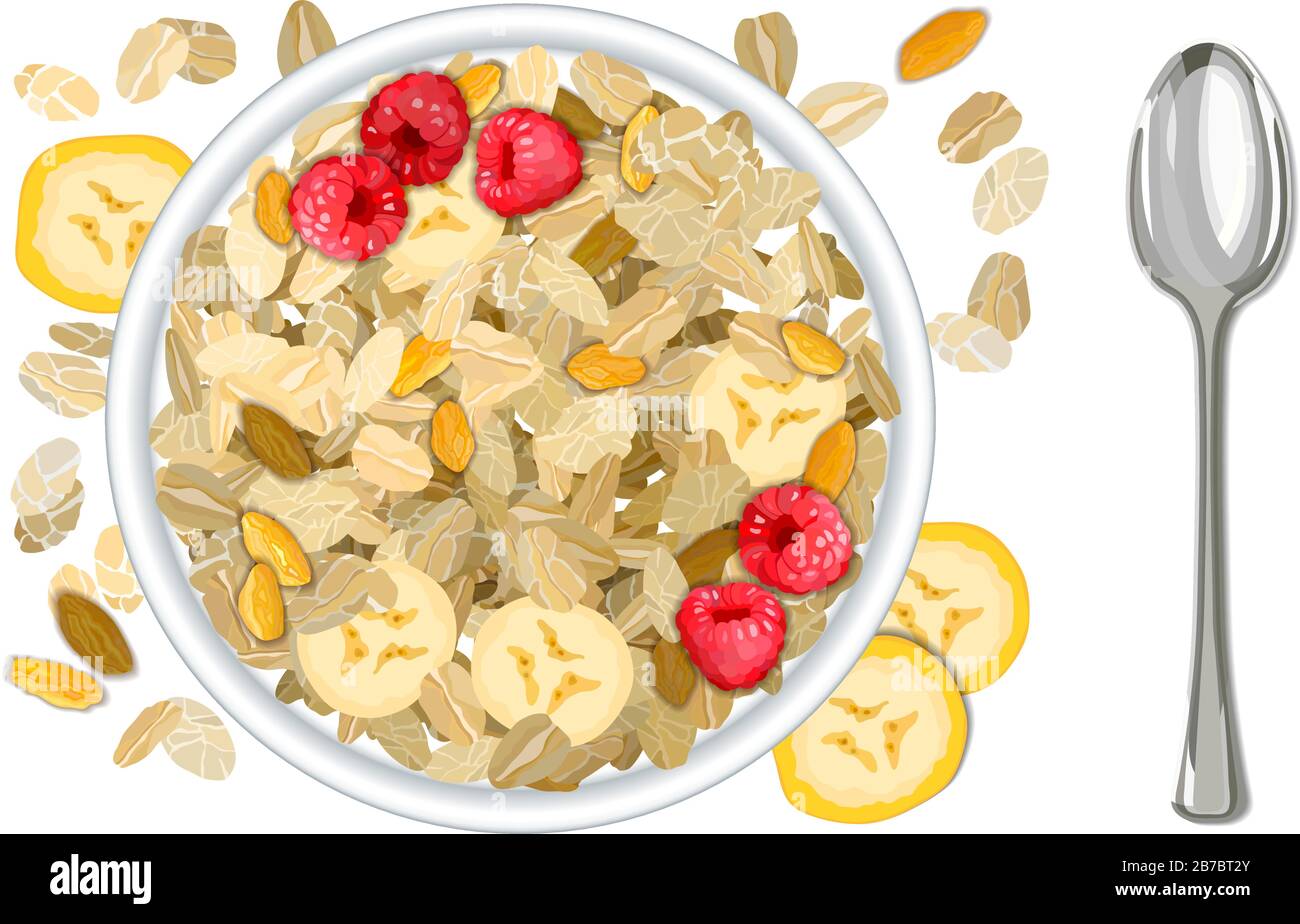 Rolled oats with bananas background vector illustration Stock Vector ...