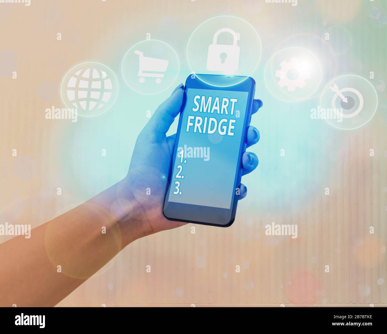Handwriting text writing Smart Fridge. Conceptual photo programmed to ...