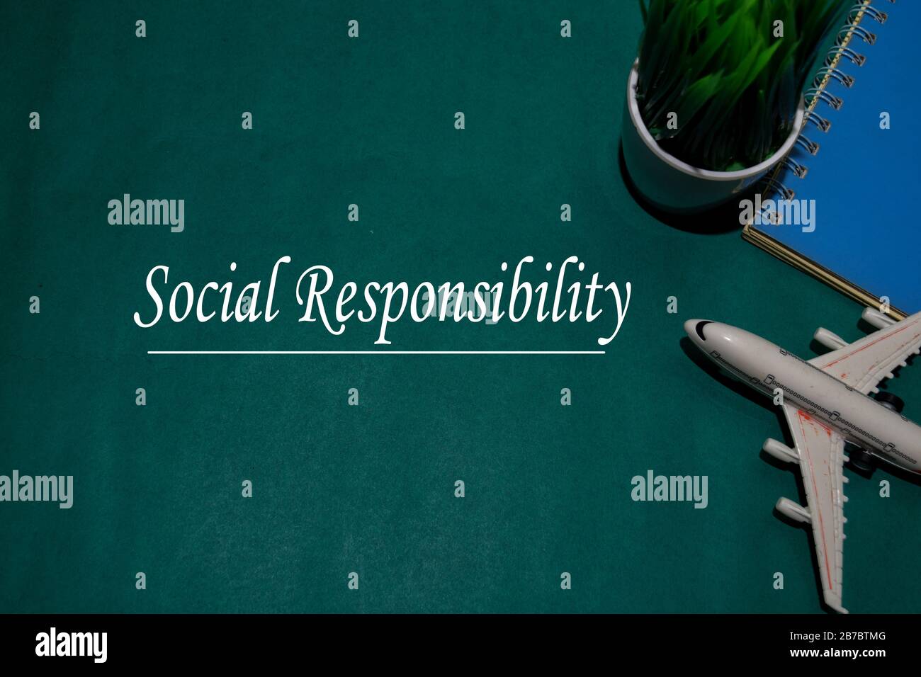 Social Responsibility Text on Table Green Background Stock Photo - Alamy