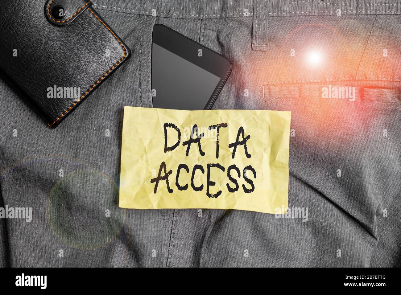 Writing note showing Data Access. Business concept for a user s is ability to access data stored ...