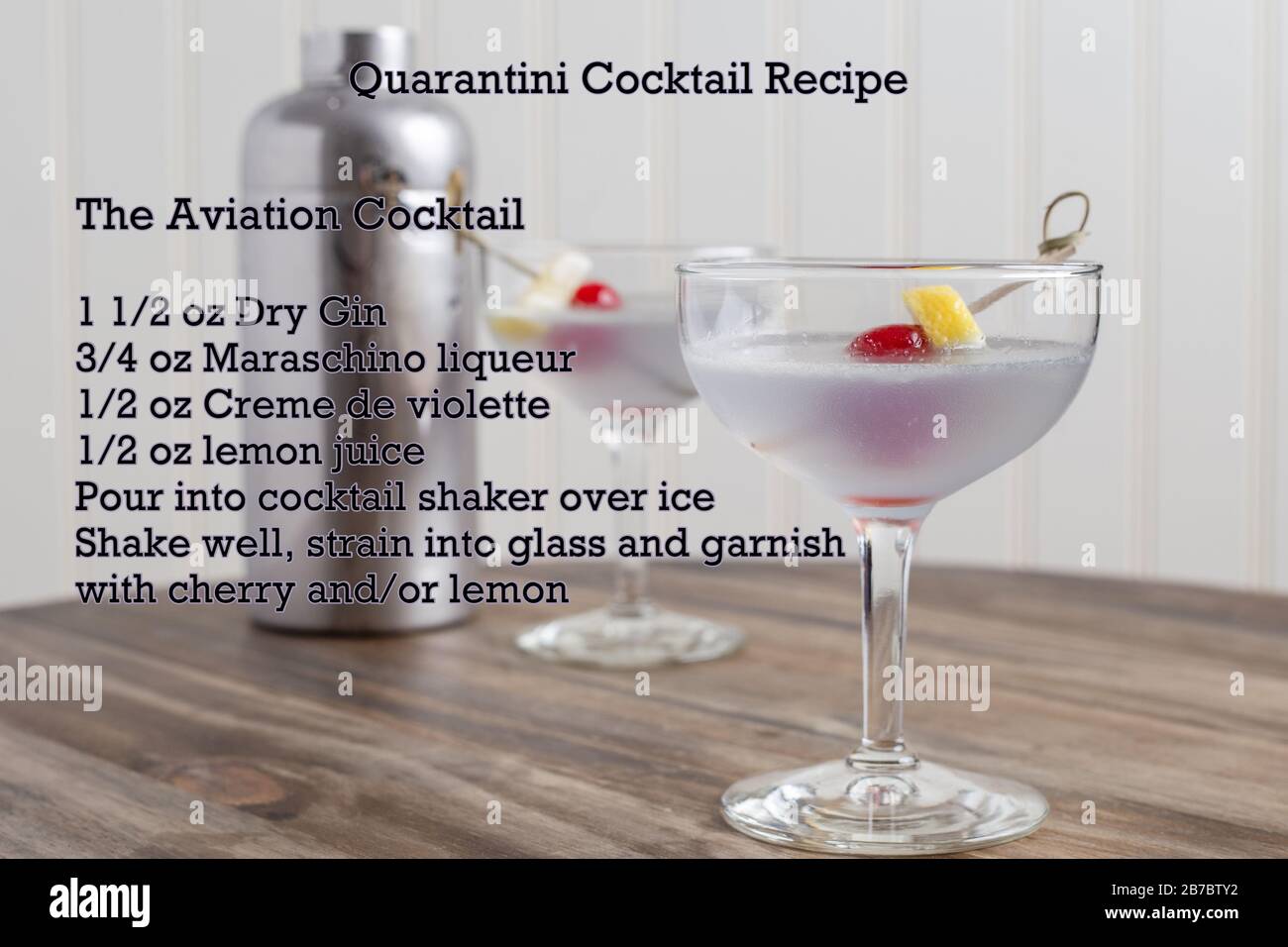 Quarantini cocktail recipe: The Aviation, prohibition-era classic Stock ...
