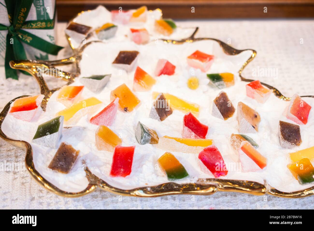 Traditional Turkish Delight, Sugar coated soft candy Stock Photo - Alamy
