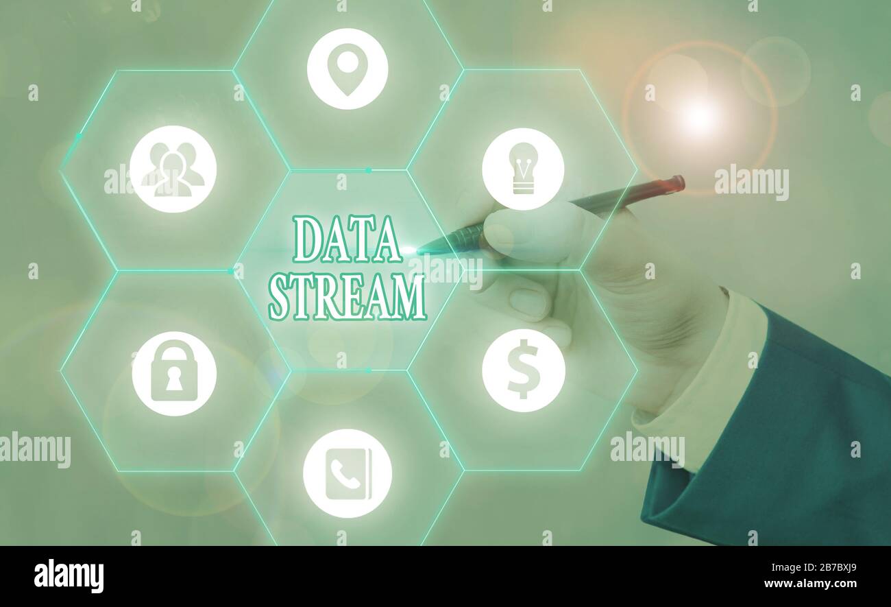 Writing note showing Data Stream. Business concept for sequence of ...