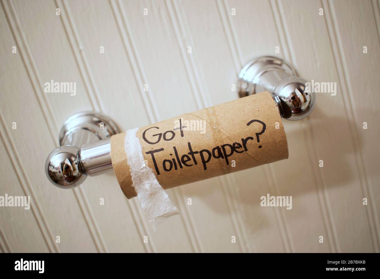 "Got Toilet Paper?" written on toilet paper roll with sharpie as it ...