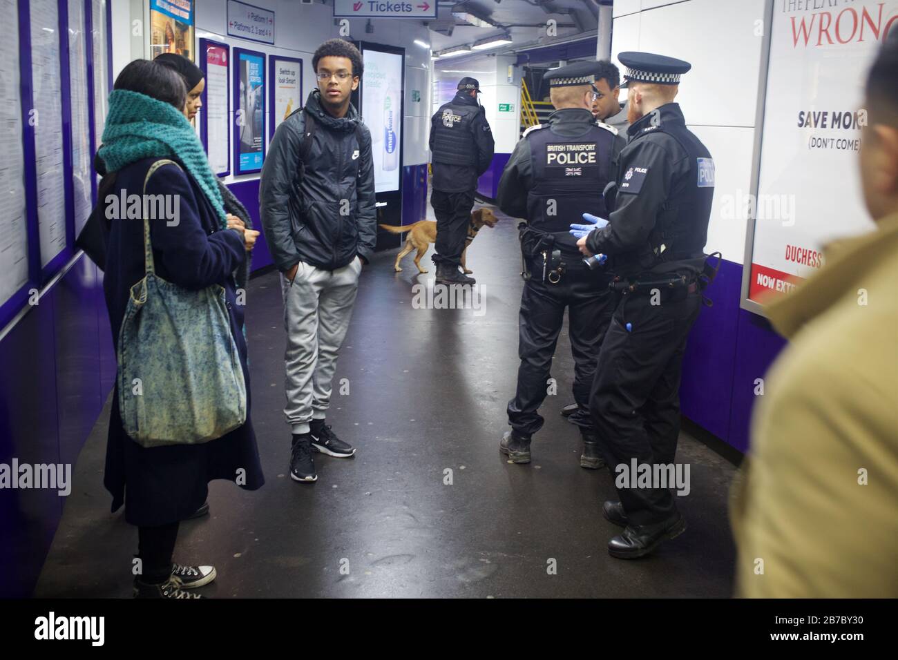 28 February 2020, London, UK British Transport police (BTP) in ...