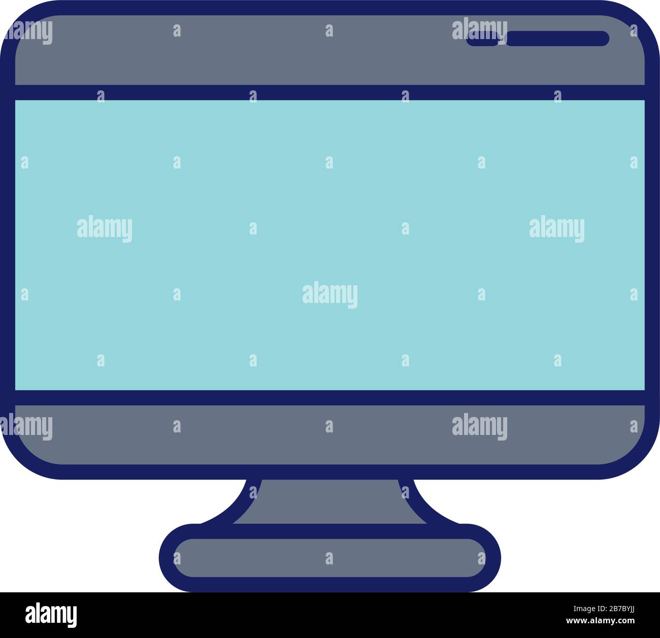 desktop computer screen, line and fill style icon vector illustration ...