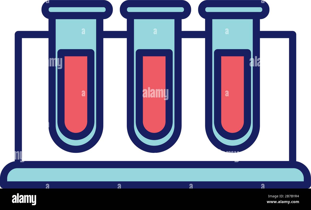 chemical laboratory test tubes, line and fill style icon vector ...