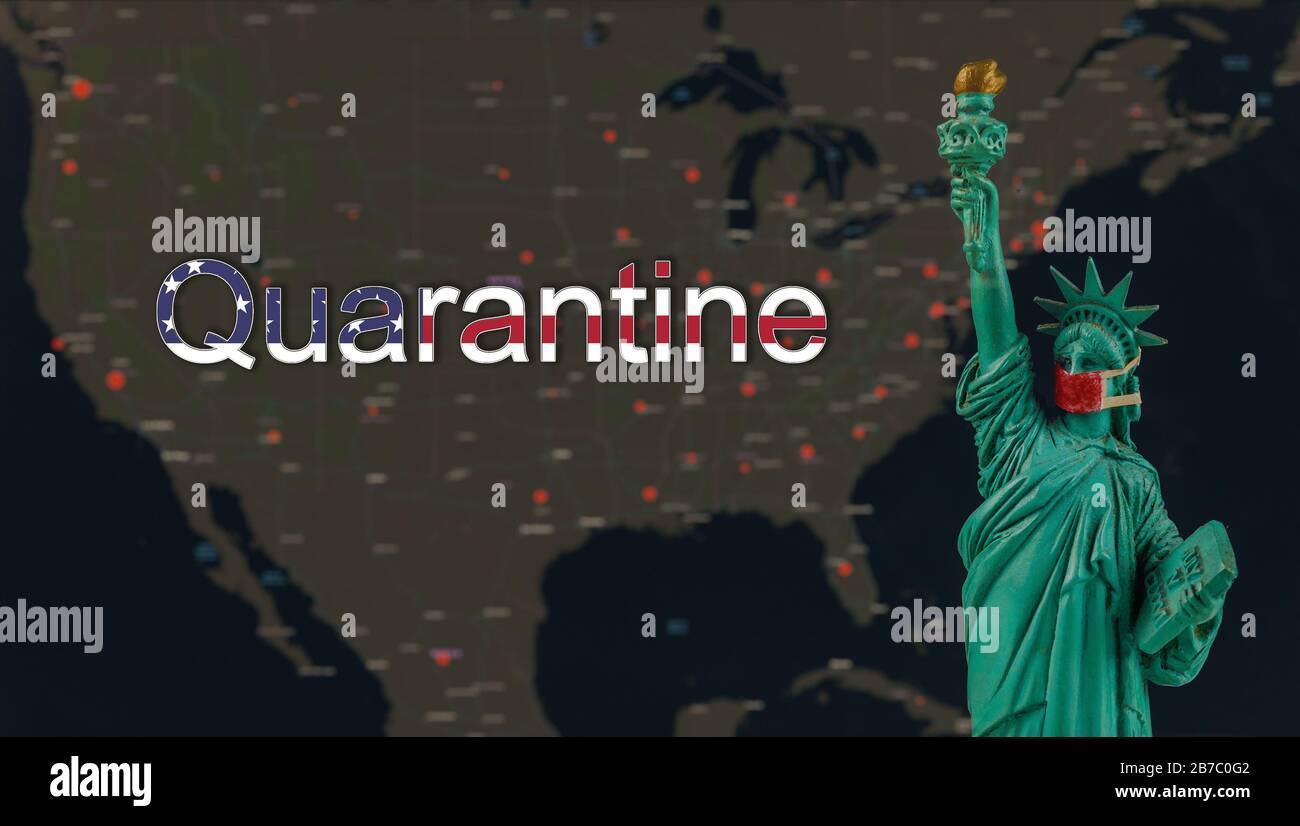 USA quarantine pandemic with COVID-19 US map attack global coronavirus ...