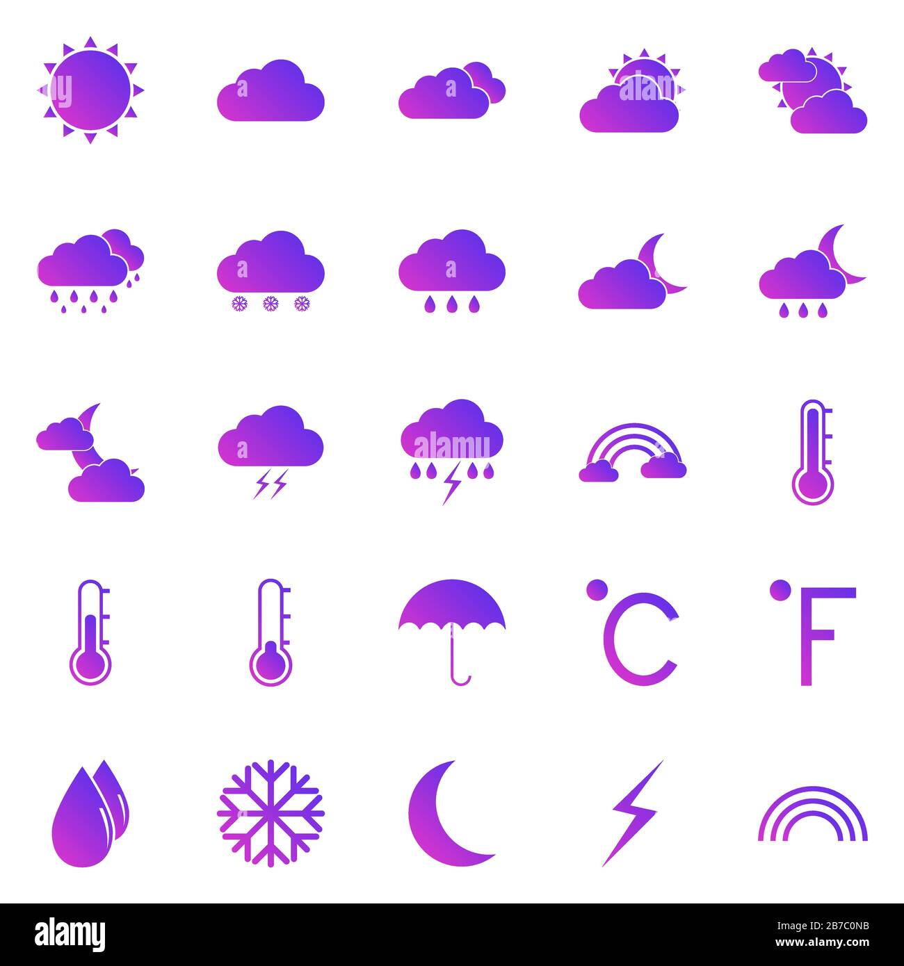 Weather gradient icons on white background, stock vector Stock Vector ...