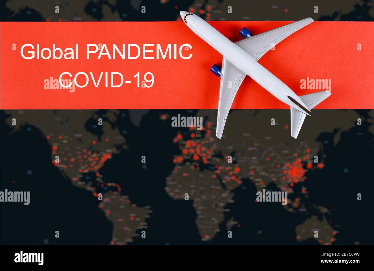 World attack global coronavirus infection map, Covid-19 on airplane ...